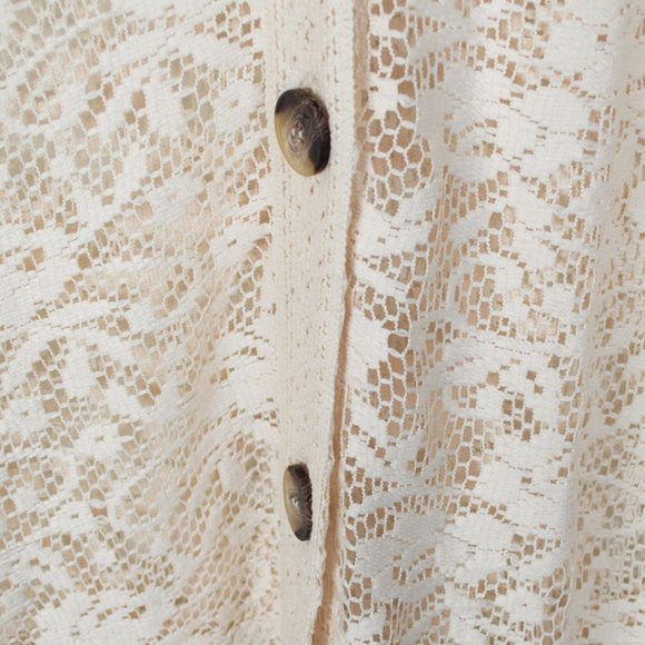 Zara | Tops | Zara Ecru Lace Collard Blouse Top M | Poshmark